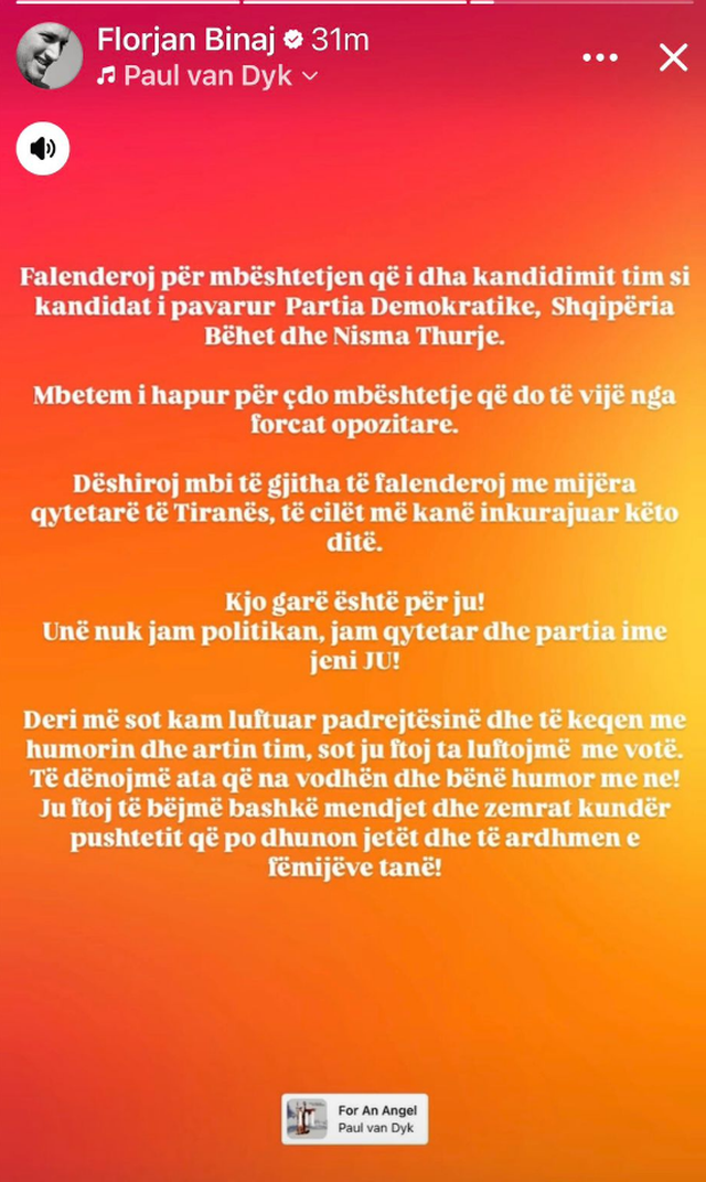Florjan Binaj: Falenderoj PD për mbështetjen! Të bëhemi bashkë kundër ...