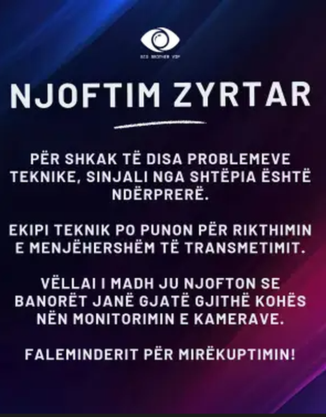 Ndërpritet sinjali nga shtëpia e Big Brother VIP - Showbiz